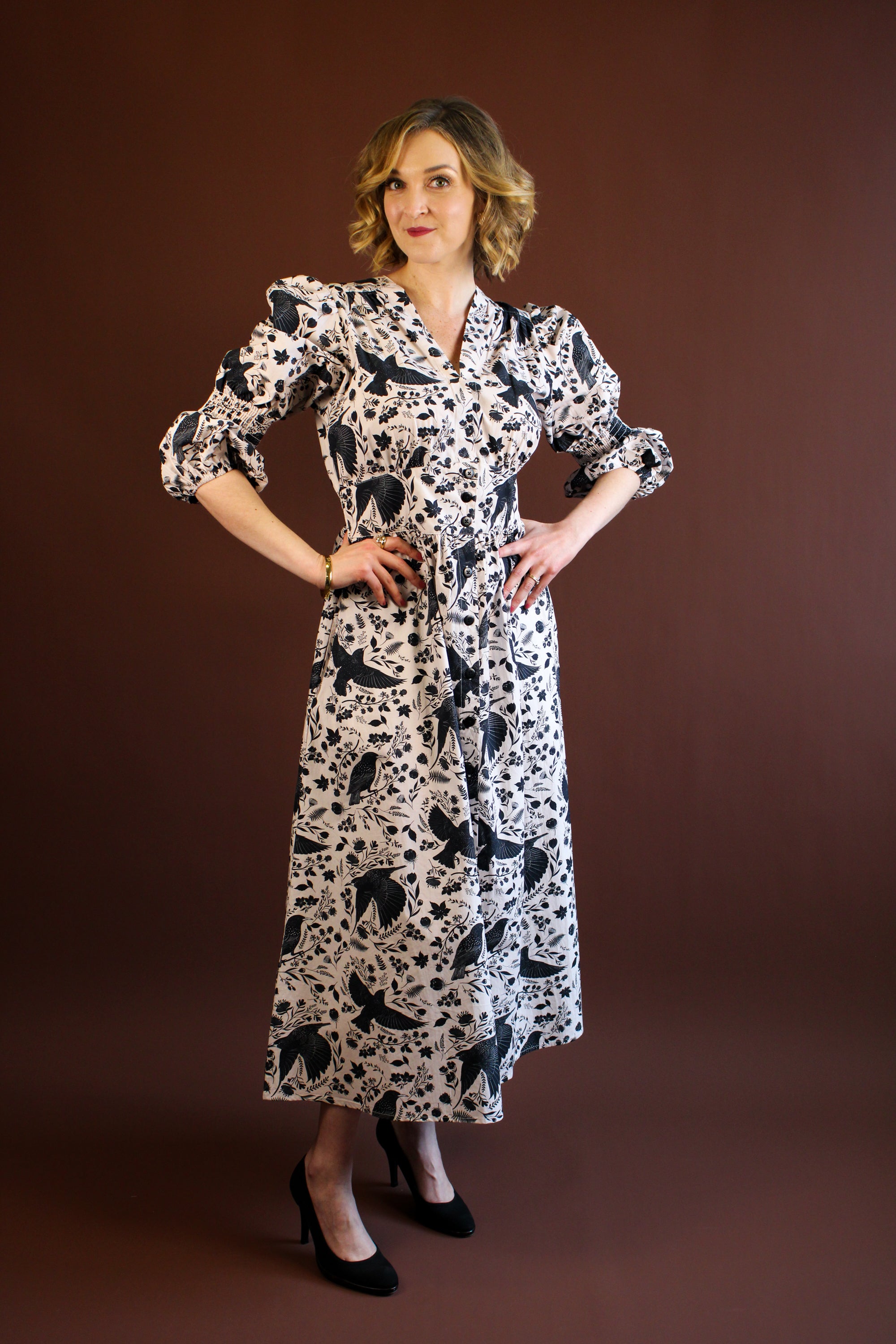 Audrey Midi Dress - Starling Bird – Hemloya