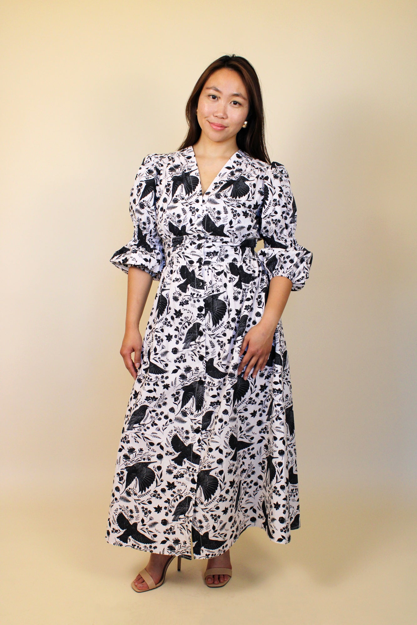 Audrey Midi Dress - Starling Bird – Hemloya