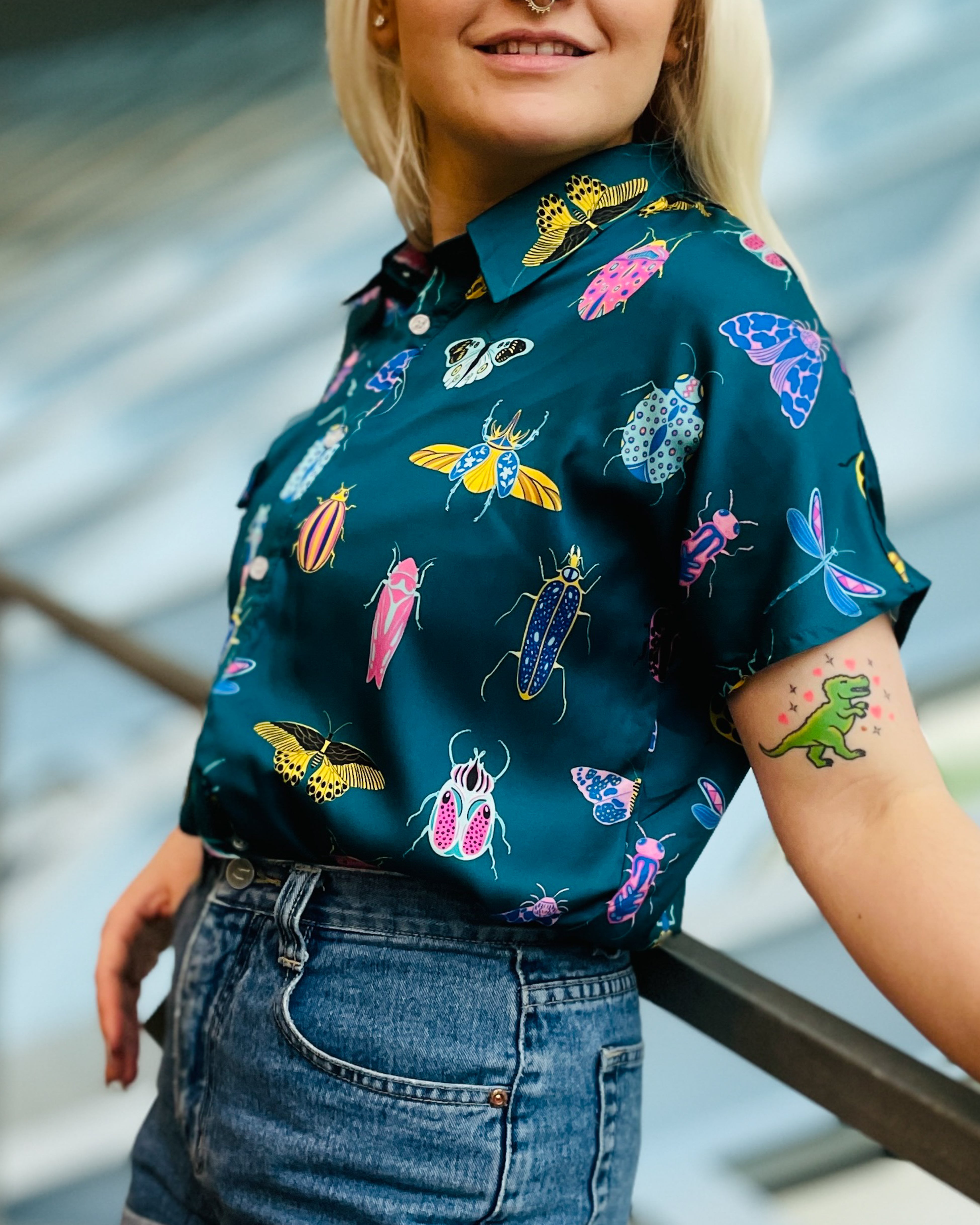 Neon Bugs Button Up Shirt – Hemloya