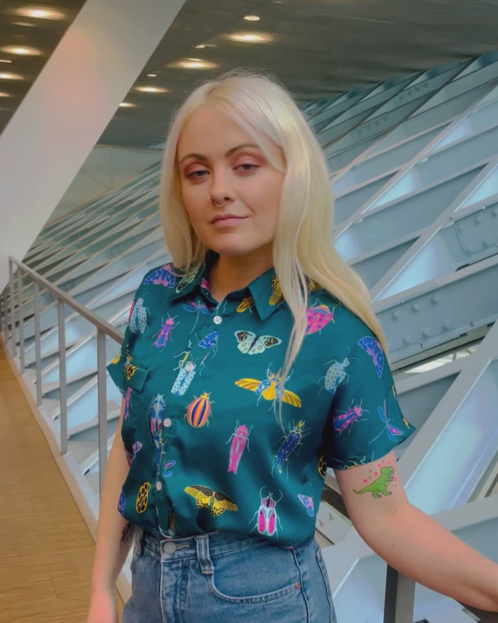 Neon Bugs Button Up Shirt (Preorder) – Hemloya